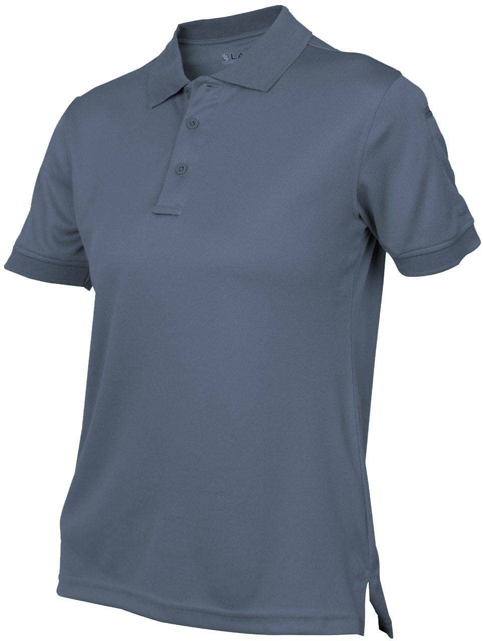 LAPG Women's Recon Jersey Short Sleeve Polo Shirt, Anti-Wrinkle Moisture Wicking Tactical Polo Shirt for Women - Heather Blue - Medium
