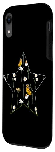 iPhone XR Retro Artistic Star Shaped Wild flowers & Yellow Butterflies Case