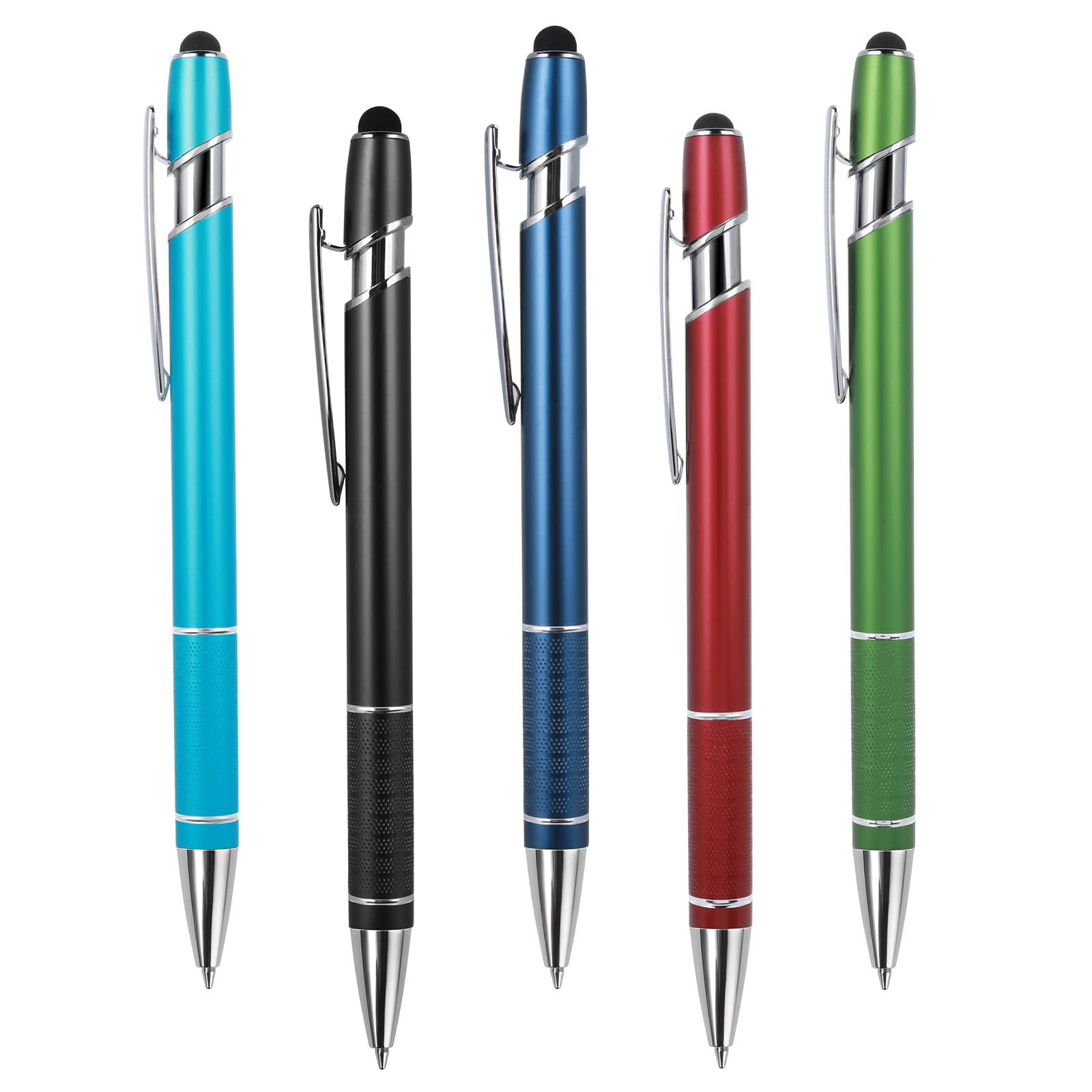 TIESOME 5 Pieces Ballpoint Pen with Stylus Tip, 2 in 1 Stylus Pens Stylish Pen, 0.5 mm Black Ink Retractable Ballpoint Pen, Metal Stylus Pen for Touch Screens School Office Gift Supplies