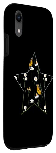 iPhone XR Retro Artistic Star Shaped Wild flowers & Yellow Butterflies Case