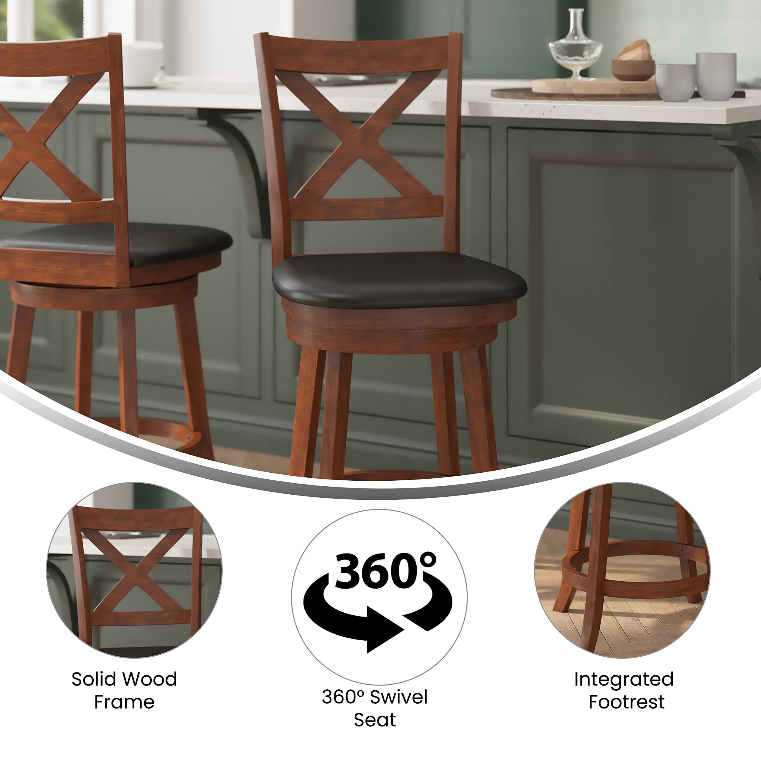 Taylor & Logan Francis Classic Wooden Swivel Counter Stool in Antique Oak
