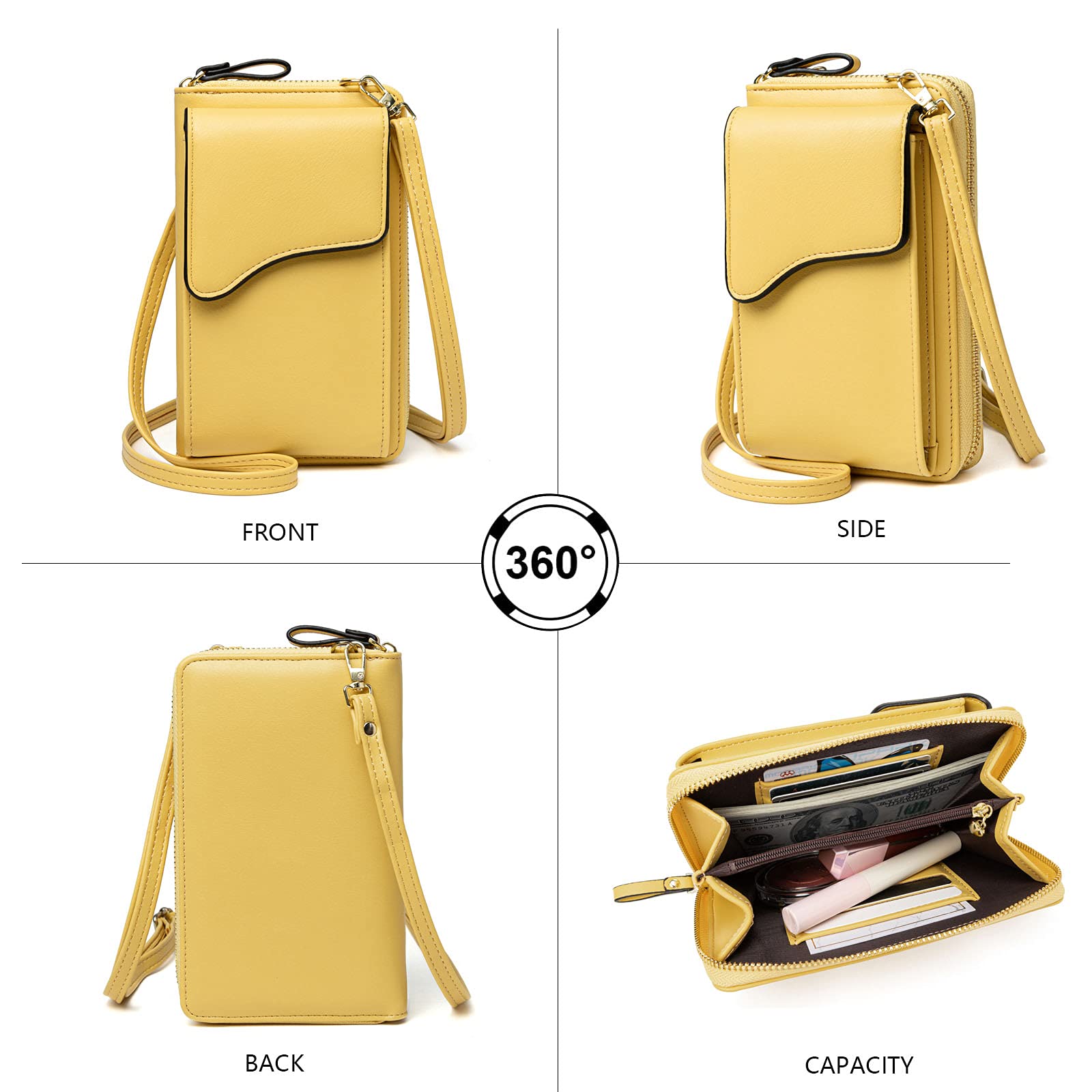 myfriday Small Leather Shoulder Bag, Crossbody Bag CellPhone Wallet Purse Lightweight Crossbody Handbags for Women