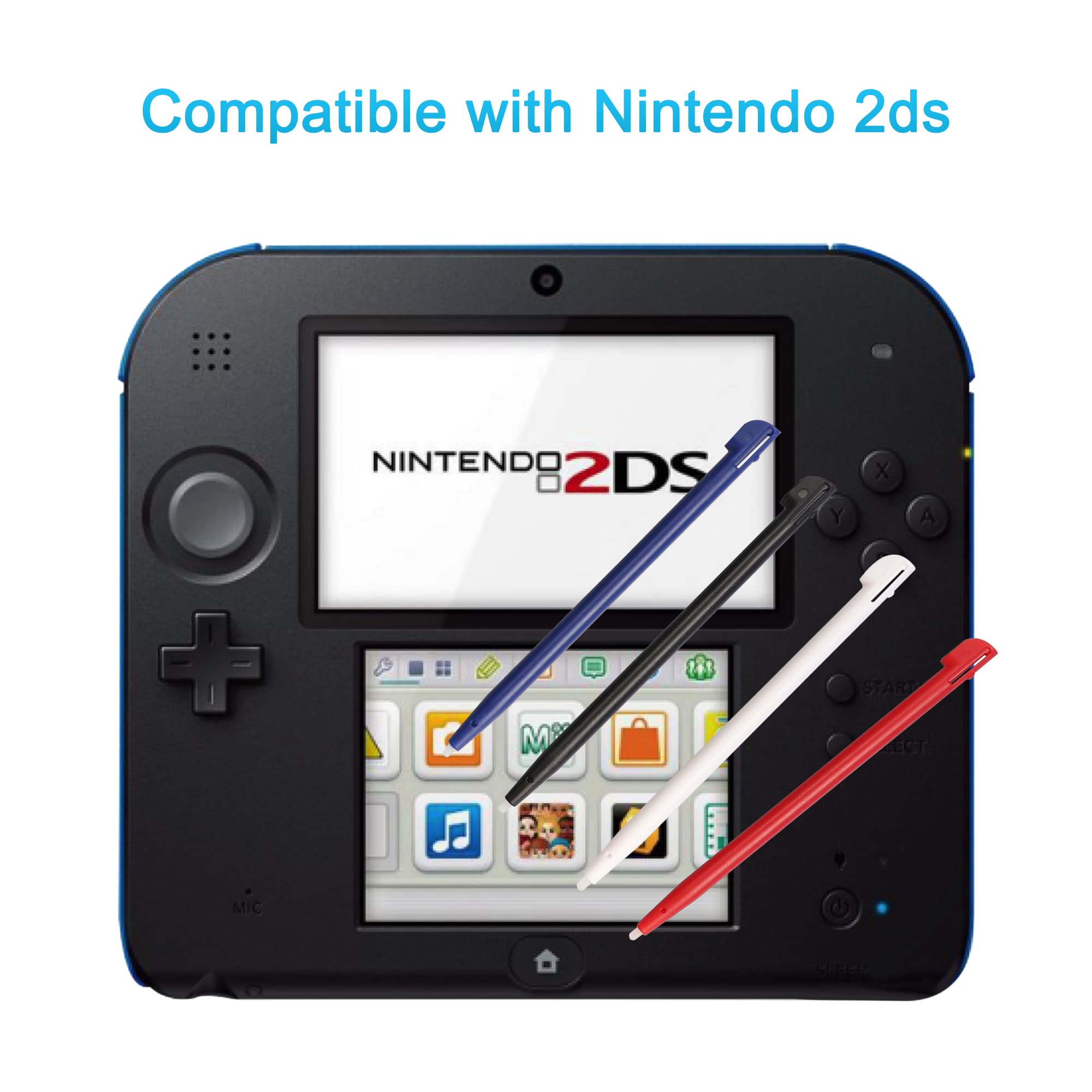 2DS Stylus Pen, Xahpower Replacement Stylus Compatible with Nintendo 2DS, 4 in 1 Combo Touch Styli Pen Set Multi Color for 2DS