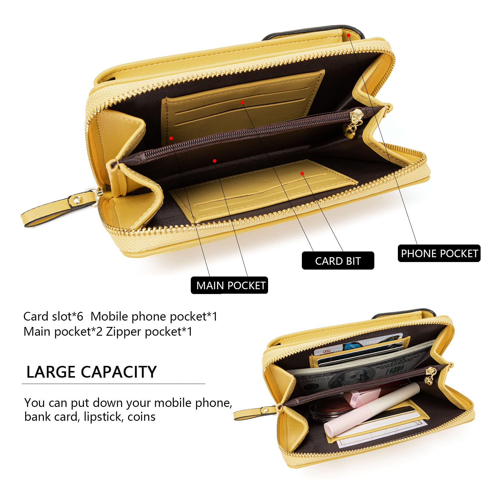 myfriday Small Leather Shoulder Bag, Crossbody Bag CellPhone Wallet Purse Lightweight Crossbody Handbags for Women