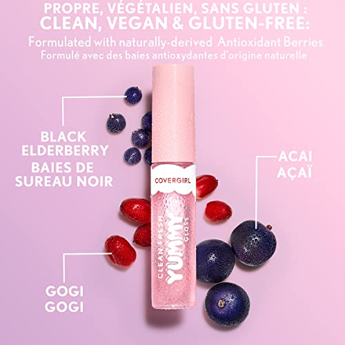 COVERGIRL Clean Fresh Yummy Gloss – Lip Gloss, Sheer, Natural Scents, Vegan Formula - Acai You Later