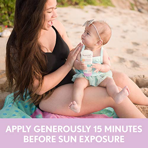 Aveeno Baby Continuous Protection Zinc Oxide Mineral Sunscreen Lotion for Sensitive Skin, Broad Spectrum SPF 50, Tear-Free, Sweat- & Water-Resistant, Paraben-Free, Non-Greasy, 7 fl. oz