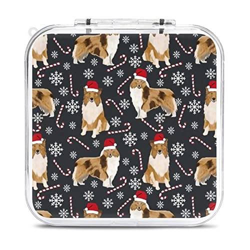 Rough collie christmas fabric cute pet dog xmas holiday christmas design best christmas dogs Game Card Case for Swítch Protective Portable Case Box with 12 Cartridge Slots