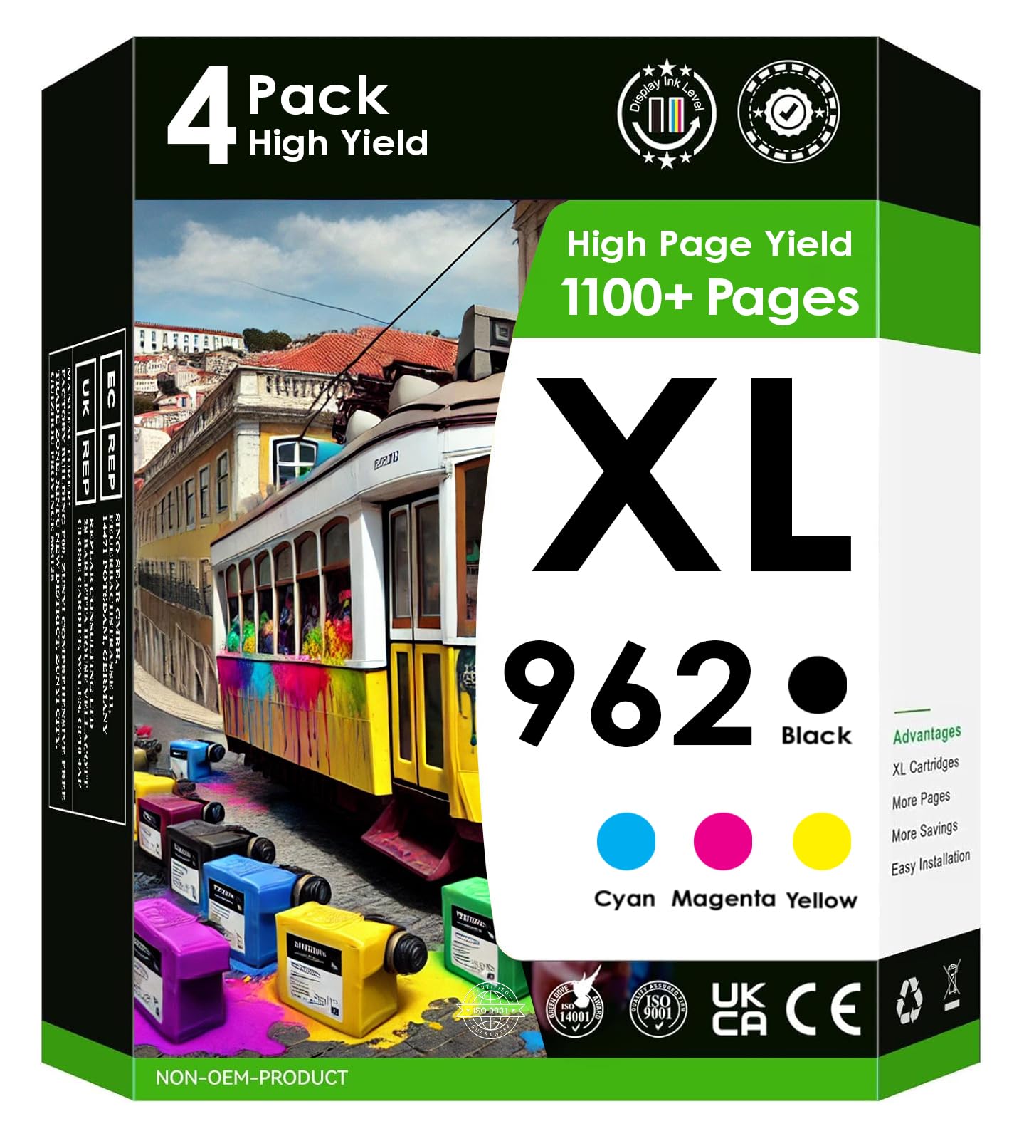 INKjetsclub Remanufactured Ink Cartridge Replacement for 4 Pack HP 962XL Printer Ink. Works with OfficeJet Pro 9010 9012 9018 9015 9020 9025 9026 9027 Printers (Does not Read Ink Levels)