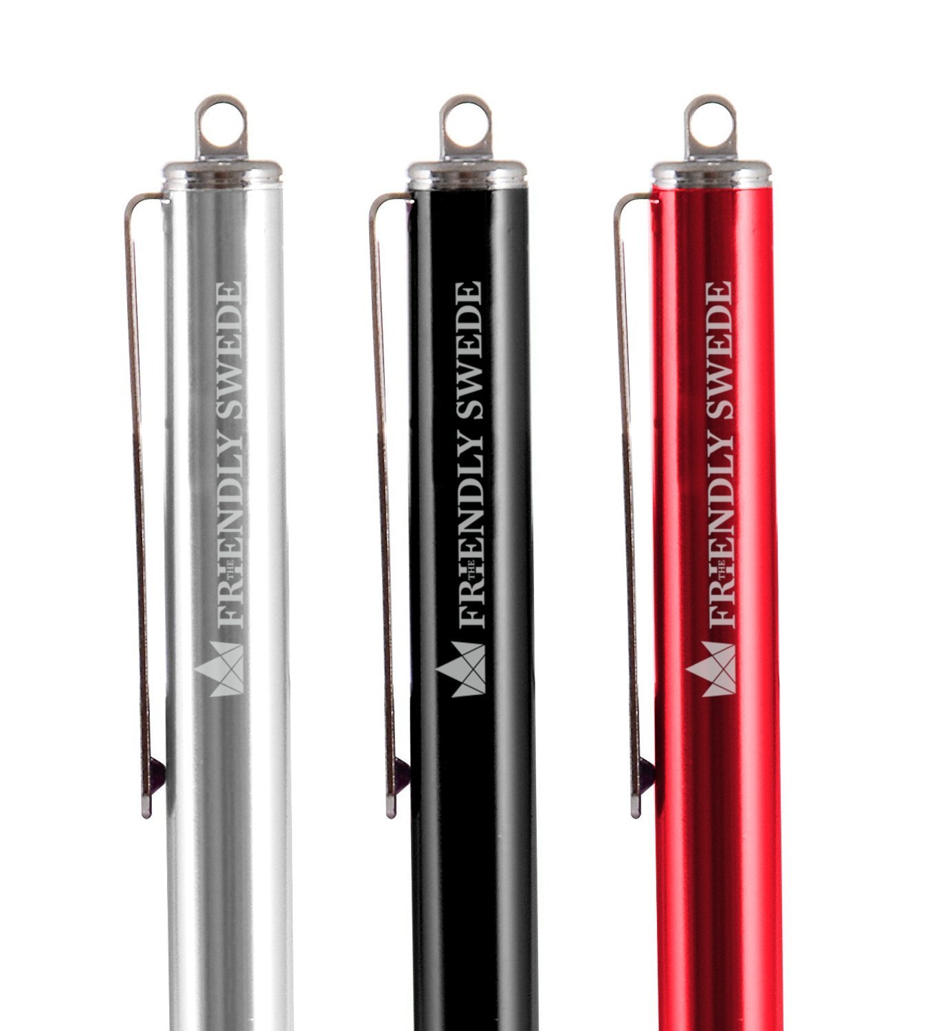 The Friendly Swede Mesh Tip Stylus Pen for Touchscreen — 3-Pack Micro-Knit Capacitive Stylus Pen for iPad & iPhone with 3 Replaceable Fiber Tips, Elastic Lanyards & Screen Cleaning Cloth