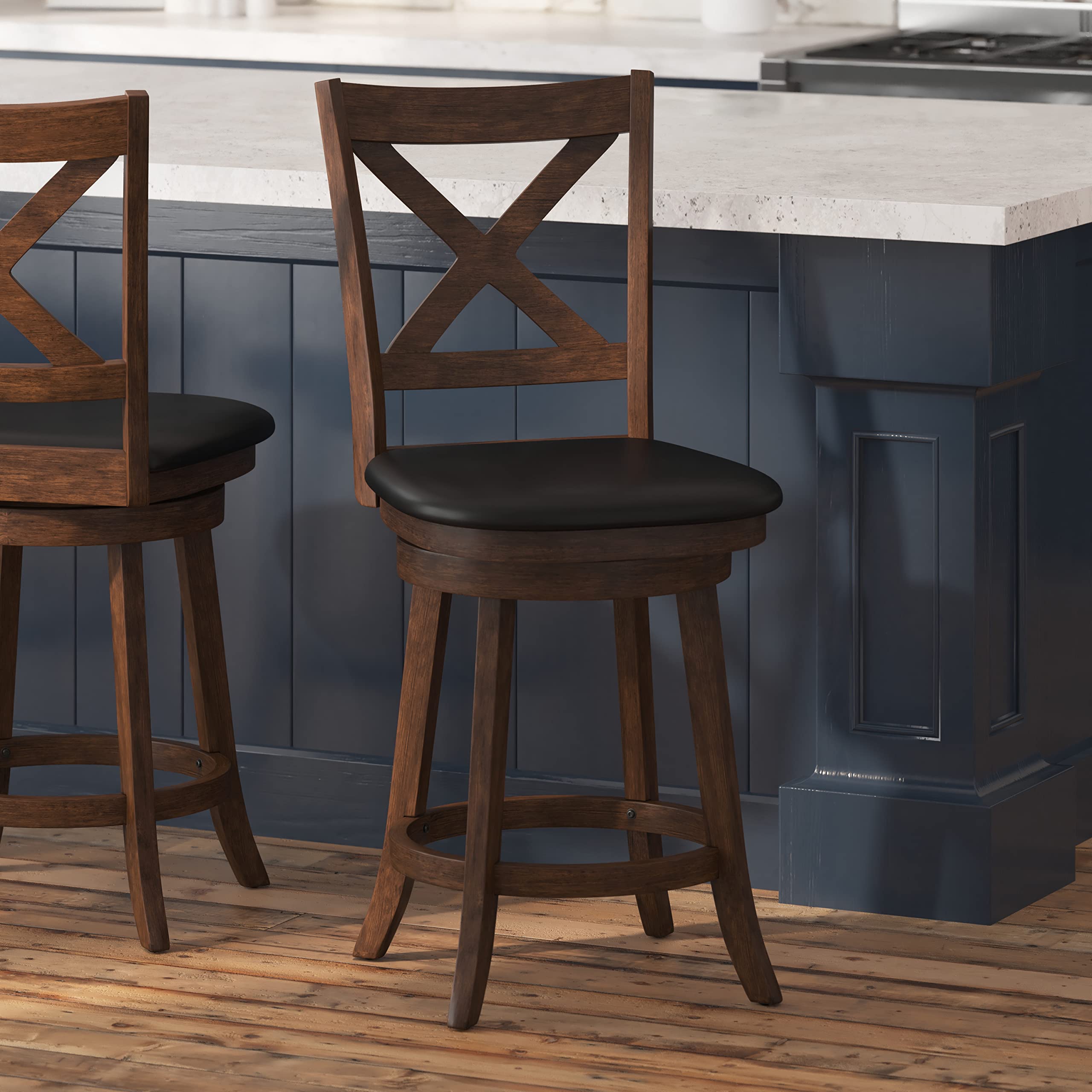 Taylor & Logan Francis Classic Wooden Swivel Counter Stool in Antique Oak