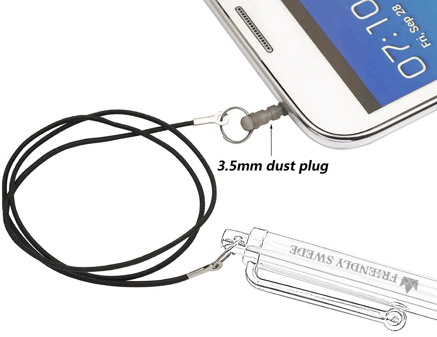 The Friendly Swede Mesh Tip Stylus Pen for Touchscreen — 3-Pack Micro-Knit Capacitive Stylus Pen for iPad & iPhone with 3 Replaceable Fiber Tips, Elastic Lanyards & Screen Cleaning Cloth