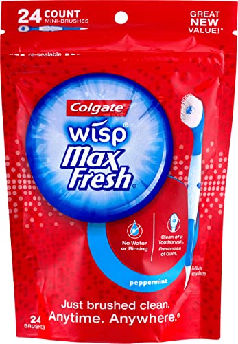 Colgate Battery Powered Wisp Portable Mini-Brush Max Fresh gfqBUe, Peppermint, 2 Pack (24 Count)