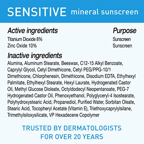 BLUE LIZARD Sensitive Mineral Sunscreen with Zinc Oxide, SPF 50+, Water Resistant, UVA/UVB Protection with Smart Bottle Technology - Fragrance Free, 5 oz