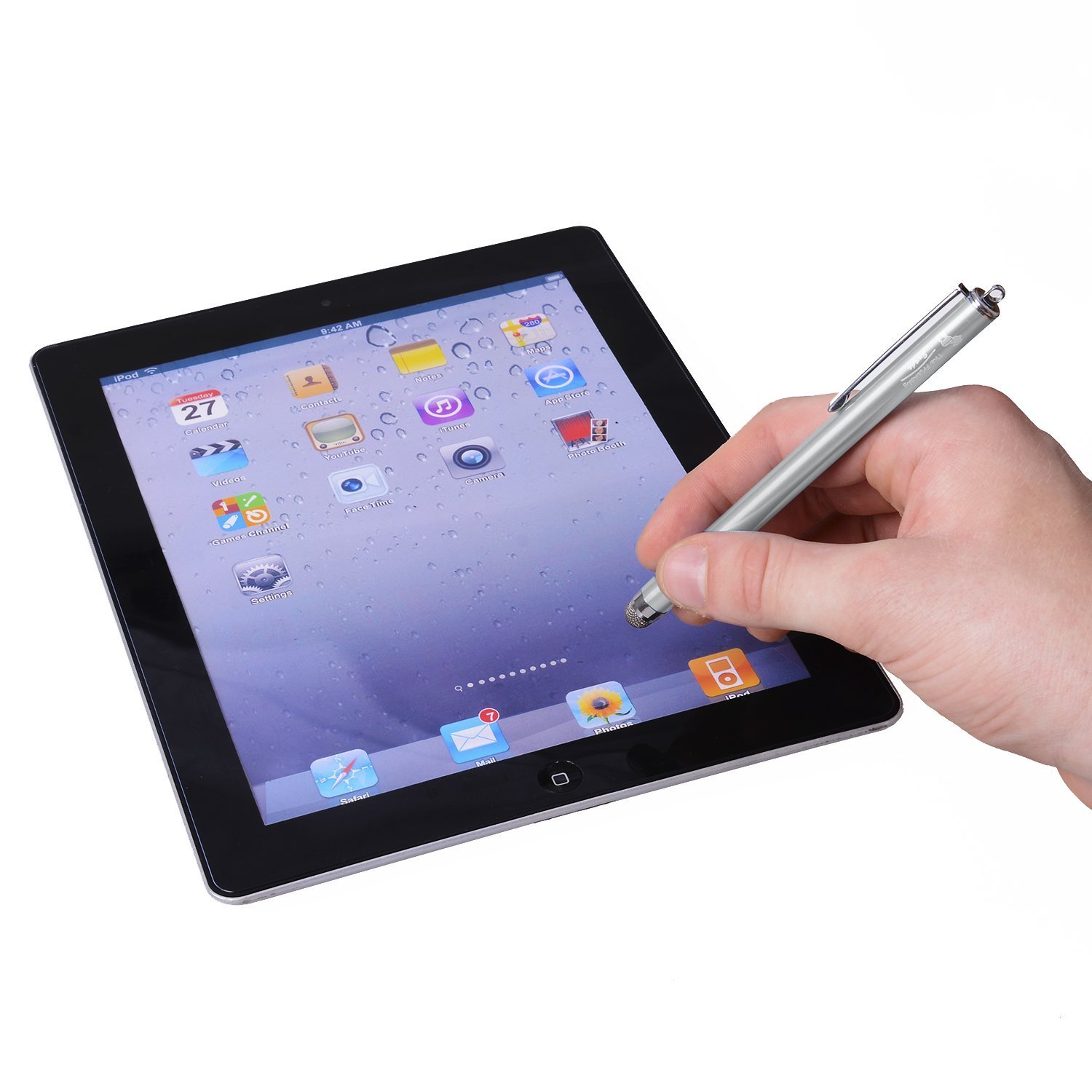 The Friendly Swede Mesh Tip Stylus Pen for Touchscreen — 3-Pack Micro-Knit Capacitive Stylus Pen for iPad & iPhone with 3 Replaceable Fiber Tips, Elastic Lanyards & Screen Cleaning Cloth