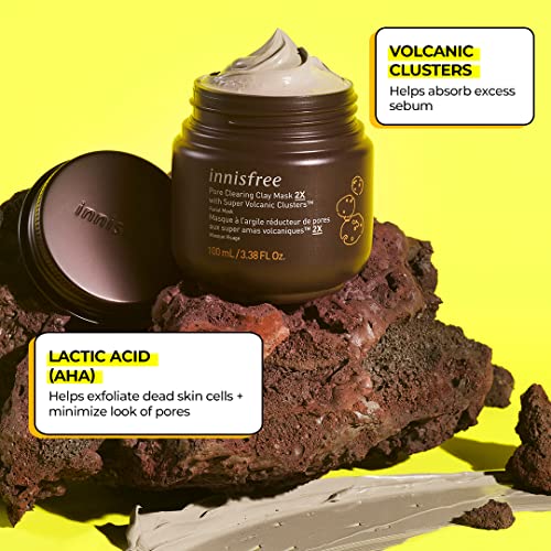 innisfree Pore Clearing Clay Mask 2X Super Volcanic Clusters Face Treatment, 3.38 Fl Oz (Pack of 1)