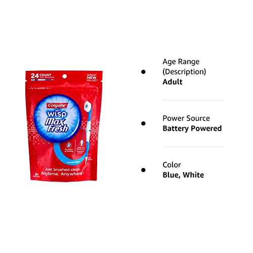 Colgate Battery Powered Wisp Portable Mini-Brush Max Fresh gfqBUe, Peppermint, 2 Pack (24 Count)
