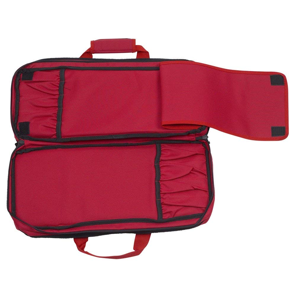 Messermeister 18-Pocket Heavy Duty Meister Chef Knife Bag, Luggage Grade and Water Resistant, Red