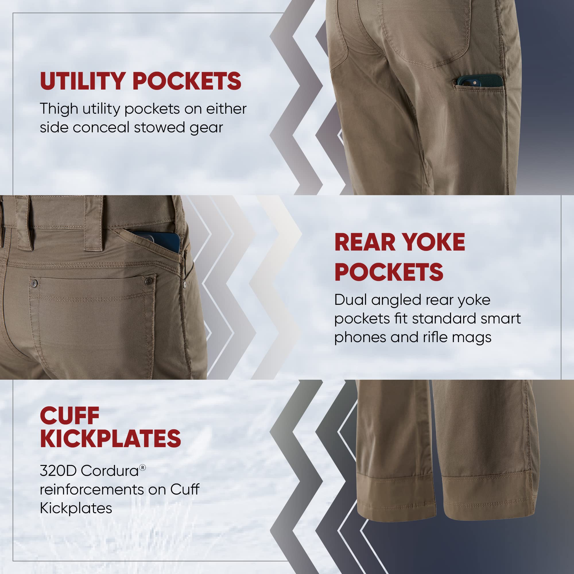 Vertx Men's Standard Cutback Technical Pants Tactical Gear with Pockets Lightweight Stretch Quick Dry Odor Control Athletic Cut Outdoor Pant, Shock Cord, 32x30