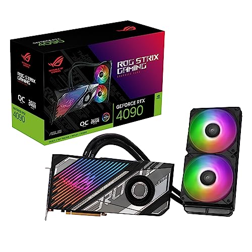 ASUS ROG Strix LC NVIDIA GeForce RTX™ 4090 OC Edition Gaming Graphics Card (PCIe® 4.0, 24 GB GDDR6X, HDMI® 2.1, DisplayPort™ 1.4a, Full-Coverage Cold Plate, 240 mm Radiator, 560mm tubing)