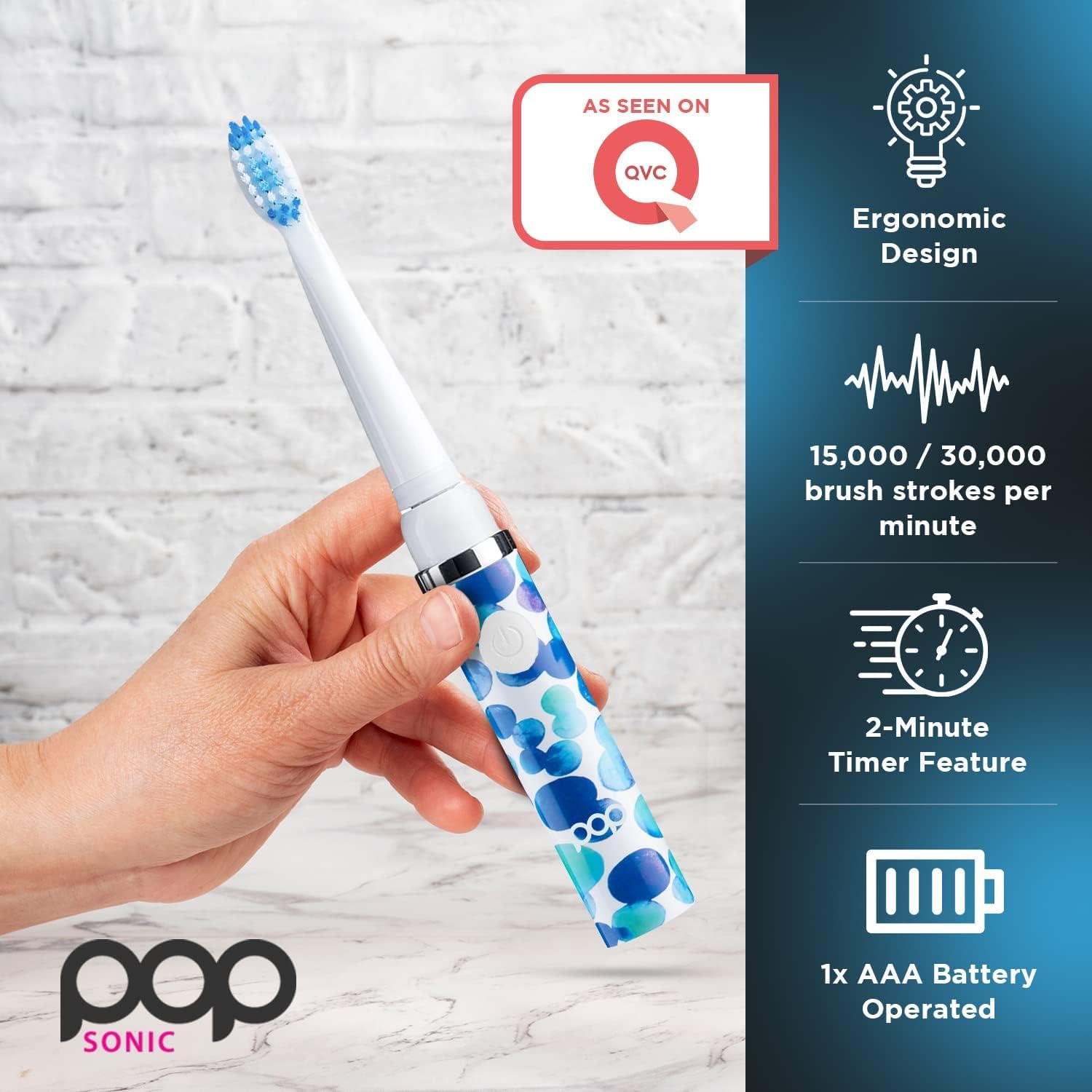 3-Pack Pop Sonic Electric Toothbrush (Rose + Black + Bubble) - Travel Toothbrushes w/AAA Battery | Kids Electric Toothbrushes with 2 Speed & 15,000-30,000 Strokes/Minute, Dupont Nylon Bristles