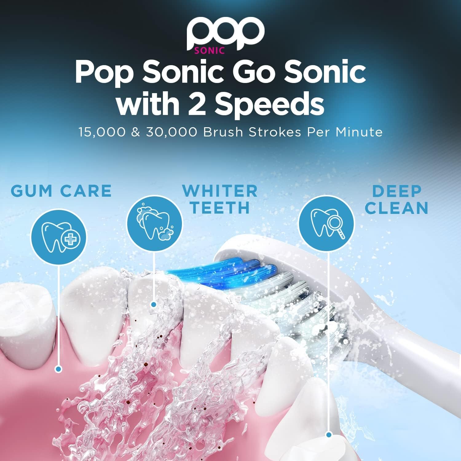 3-Pack Pop Sonic Electric Toothbrush (Rose + Black + Bubble) - Travel Toothbrushes w/AAA Battery | Kids Electric Toothbrushes with 2 Speed & 15,000-30,000 Strokes/Minute, Dupont Nylon Bristles