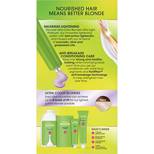 Garnier Hair Color Nutrisse Ultra Color Nourishing Creme, PL2 Ultra Light Platinum (Mascarpone Crème) Permanent Hair Dye, 1 Count (Packaging May Vary)