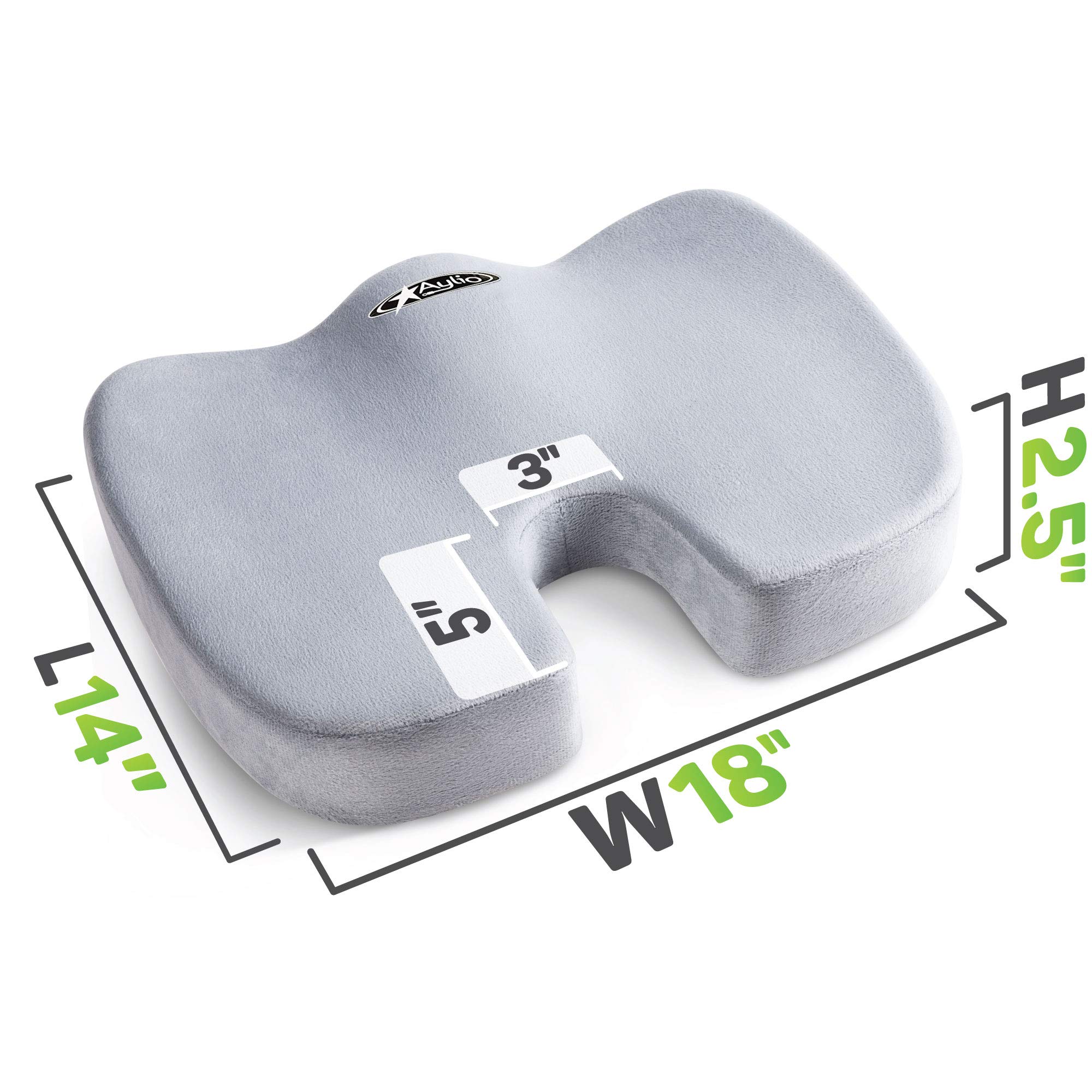 Aylio Lower Back Relief Cushion - Butt and Hip Support Cushion for Office Chair - Ergonomic Tailbone Pillow Promotes Healthy Posture - Coccyx Sciatica Seat Cushion