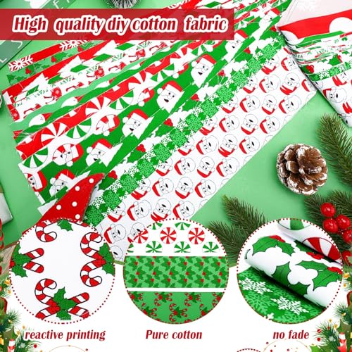 Ganeen 100 Pcs Christmas Fabric Patchwork Roll Quilting Fabric Roll up Fabric Quilting Strips, 2.55 Inch Candy Elements Roll up Fabric Patchwork Fabric for Xmas Sewing DIY Crafts