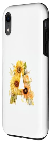 iPhone XR Letter A Initial Monogram Sunflower Minimalist Women Yellow Case