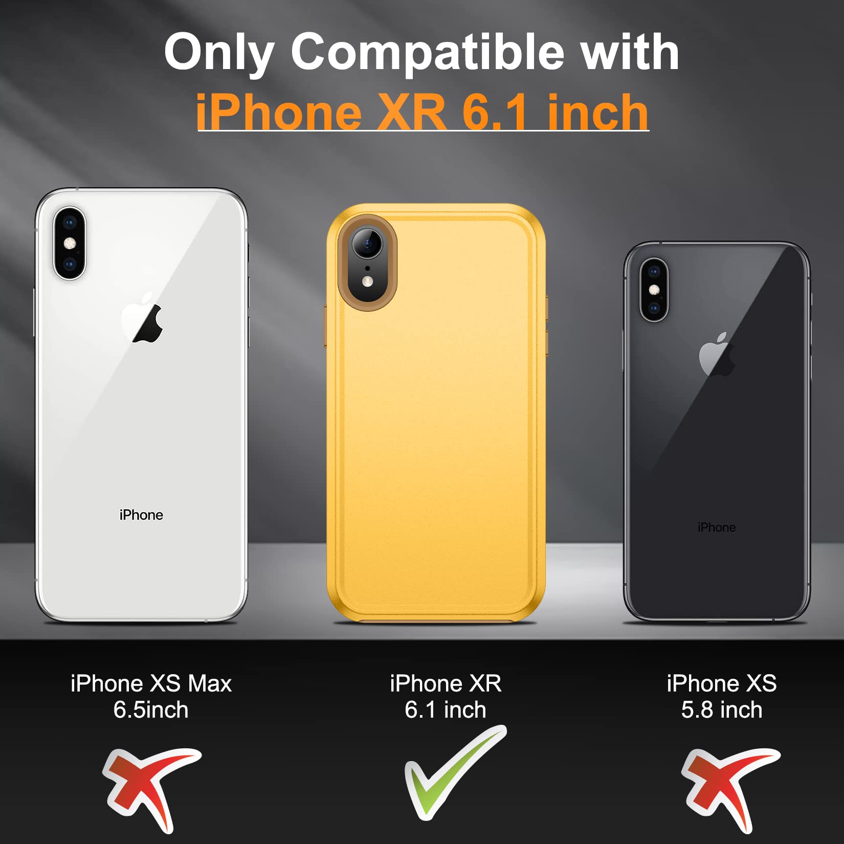 Lanteso for iPhone XR Case，[12FT Military Drop Protection] [with 2 pcs Tempered Glass Screen Protector] [Shockproof] Heavy Duty Protection Phone Case for iPhone XR 6.1 inch Yellow