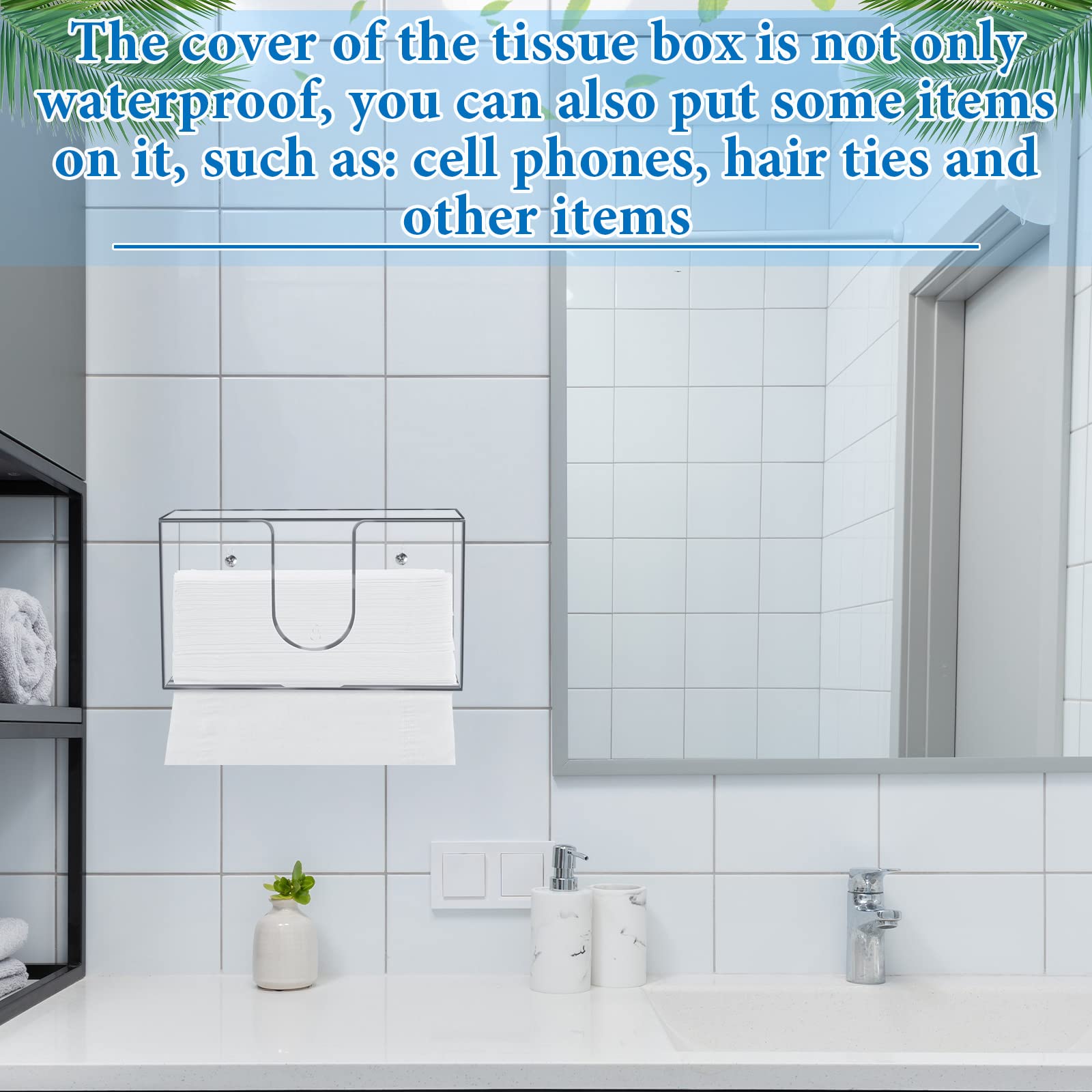 Potchen Acrylic Paper Towel Dispenser Bathroom Holder Multifold Wall Mount with Lid Clear Guest Napkin for Toilet Kitchen Z Fold, C Fold or Multi Towels (4 Pcs)