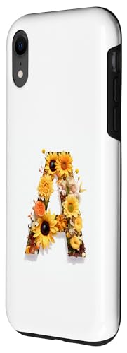 iPhone XR Letter A Initial Monogram Sunflower Minimalist Women Yellow Case