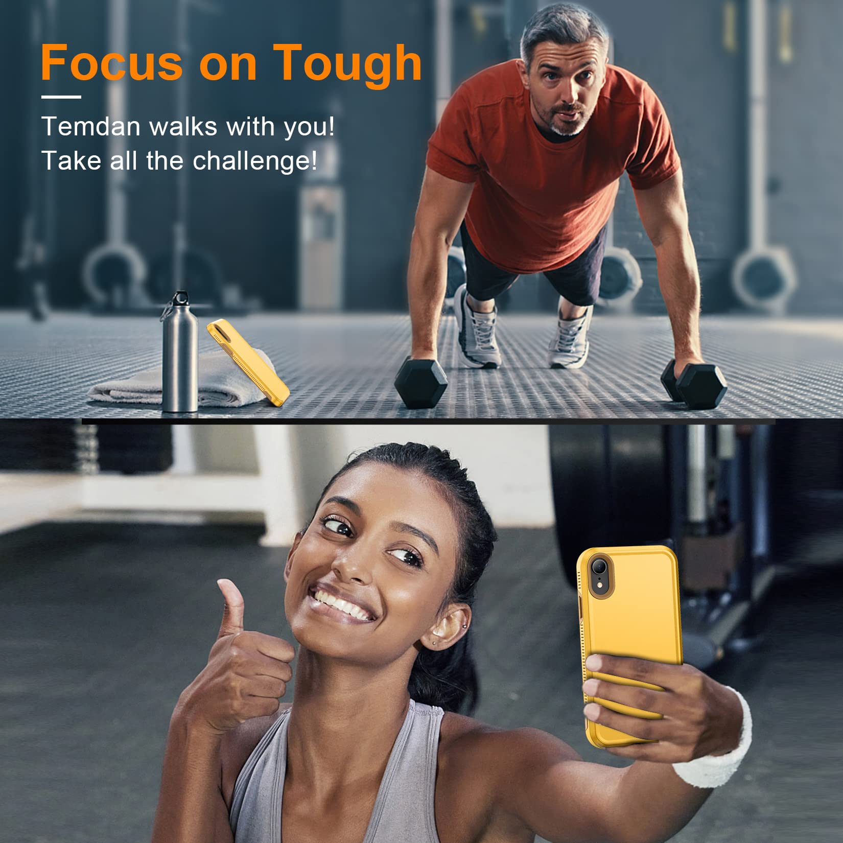 Lanteso for iPhone XR Case，[12FT Military Drop Protection] [with 2 pcs Tempered Glass Screen Protector] [Shockproof] Heavy Duty Protection Phone Case for iPhone XR 6.1 inch Yellow