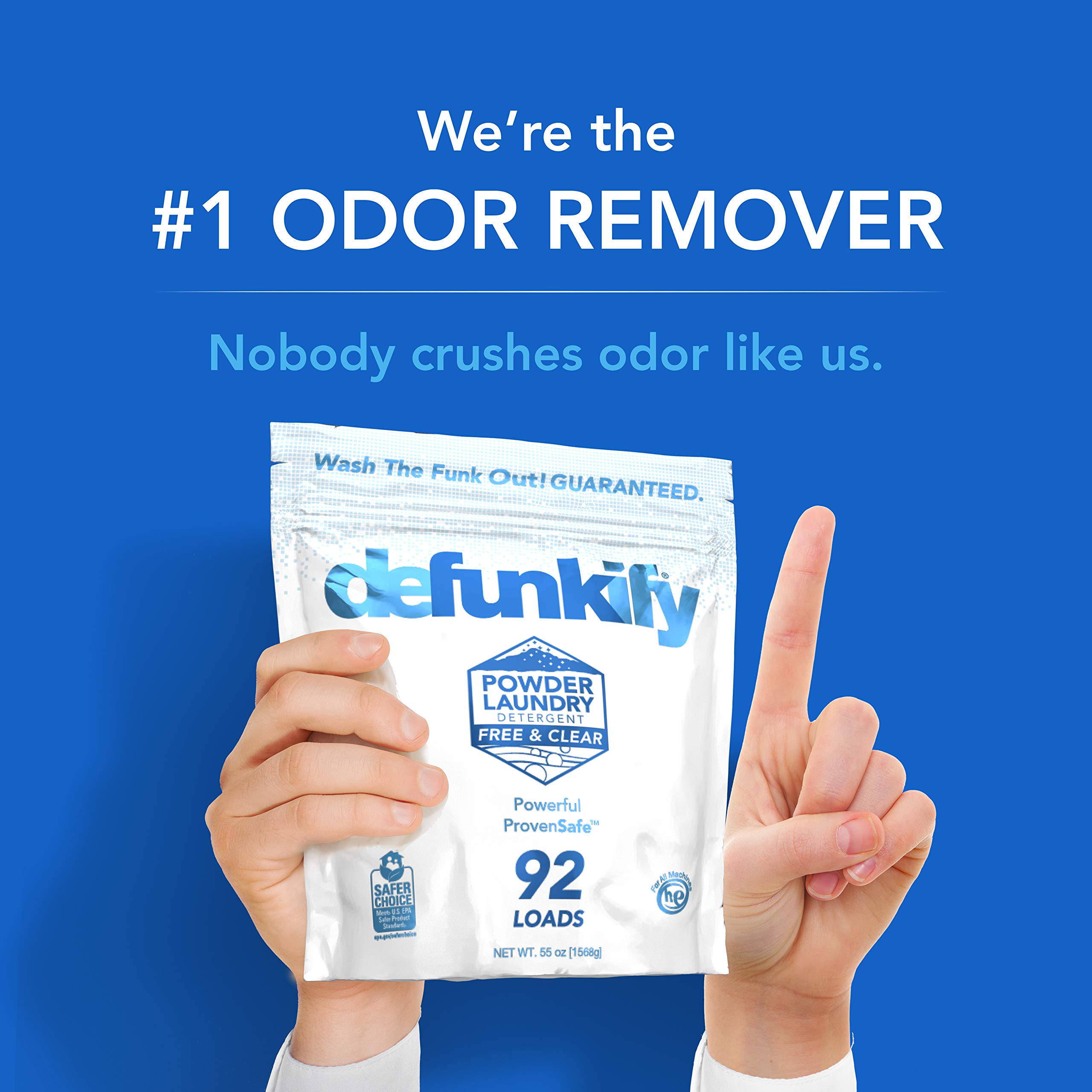 Laundry Detergent Powder, 92 Load/55oz. 'Free & Clear' Powder Laundry Detergent for Sensitive Skin. ProvenSafe⢠Laundry Stripper Washing Detergent w/Odor & Stain Remover for Activewear & All Fabrics
