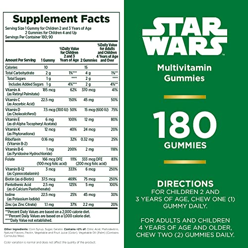 Nature's Bounty Star Wars™ Kids Gummy Multivitamin, Natural Strawberry & Raspberry Flavored, Non-GMO, 180 Gummies