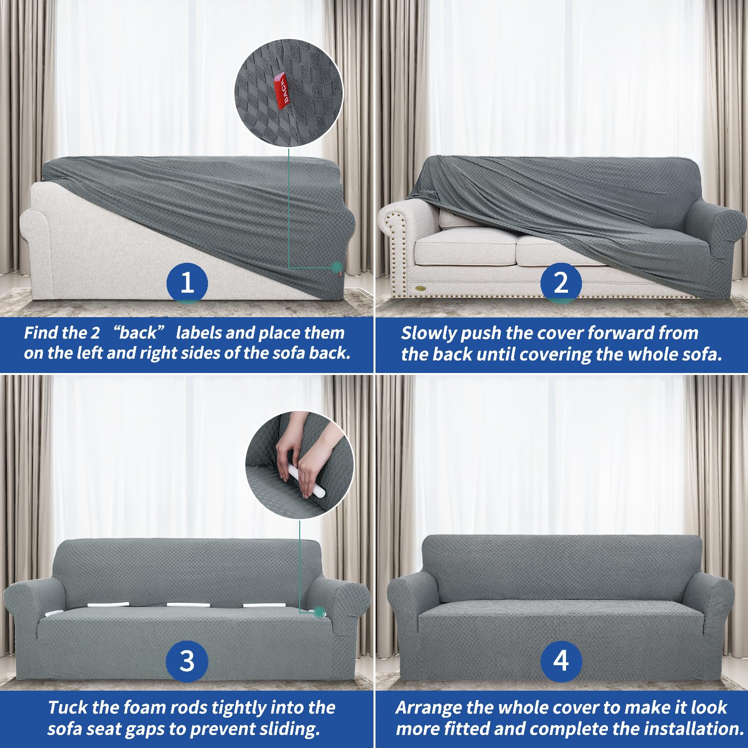 YEMYHOM Couch Cover Latest Jacquard Design High Stretch Sofa Covers for 2 Cushion Couch, Pet Dog Cat Proof Loveseat Slipcover Non Slip Magic Elastic Furniture Protector (Loveseat, Light Gray)
