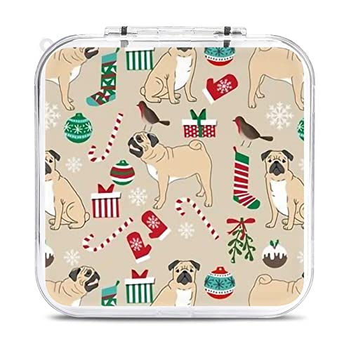 Pug christmas fabric cute pug dog design cute pugs best pugs fabric cute pug design tfr Game Card Case for Swítch Protective Portable Case Box with 12 Cartridge Slots