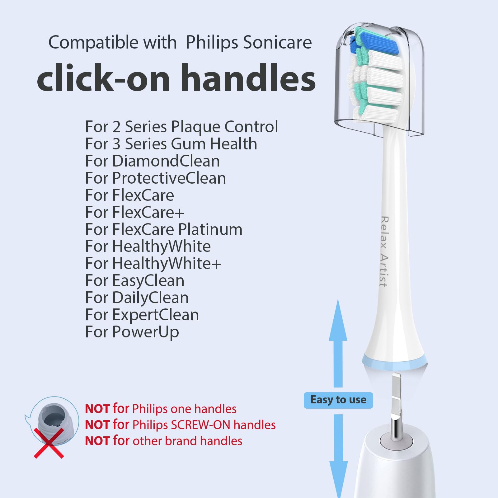 Replacement Toothbrush Heads for Philips Sonicare Replacement Heads,Electric Replacement Brush Head Compatible with Phillips Sonicare G2,C3,C1,C2,4100,A3,W,for Philips Sonic Care Brush(Snap-On),10 Pcs