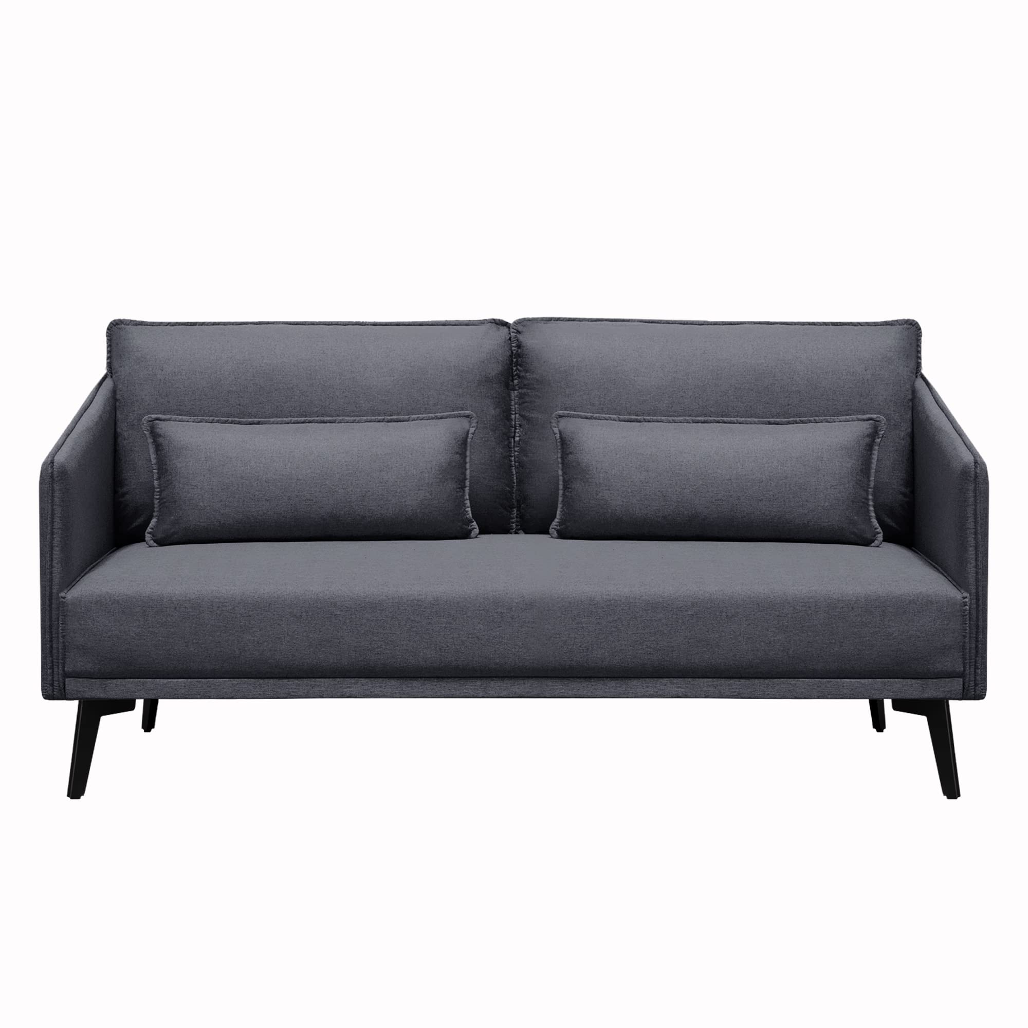 Sunrise Coast Loveseat Living Room Upholstered Modern Linen Fabric Couch with 2 Pillows for Apartment Small Space Loft 2-Seater Sofas 58", Dark Grey