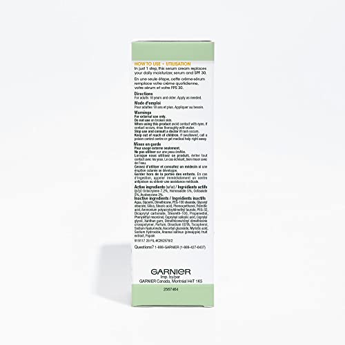 Garnier SkinActive Green Labs Pinea-C Brightening Serum Cream Moisturizer with SPF 30 and Vitamin C + Pineapple (Packaging May Vary)