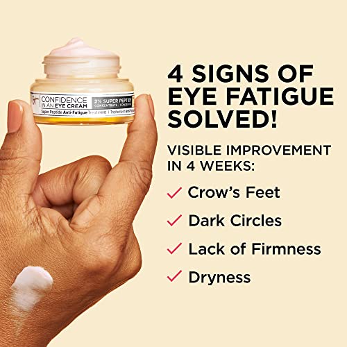 IT Cosmetics Confidence in an Eye Cream, Anti Aging Eye Cream for Dark Circles, Crow's Feet, Lack of Firmness & Dryness, 48HR Hydration with 2% Super Peptide Concentrate, for Day + Night - 0.5 fl oz