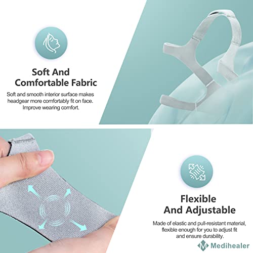 2Packs CPAP Headgear, 2Pack Replacement Headgear, Standard Mask Straps, Snugly Fit and Reduce Air Leaks, Frame and Clip Not Included, Great-Value Supplies by Medihealer.