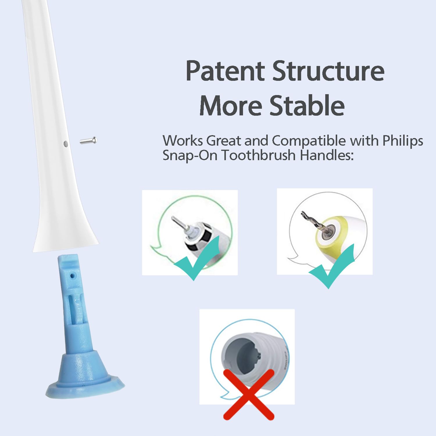 Replacement Toothbrush Heads for Philips Sonicare Replacement Heads,Electric Replacement Brush Head Compatible with Phillips Sonicare G2,C3,C1,C2,4100,A3,W,for Philips Sonic Care Brush(Snap-On),10 Pcs