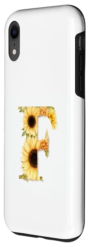 iPhone XR Letter F Initial Monogram Sunflower Minimalist Women Yellow Case
