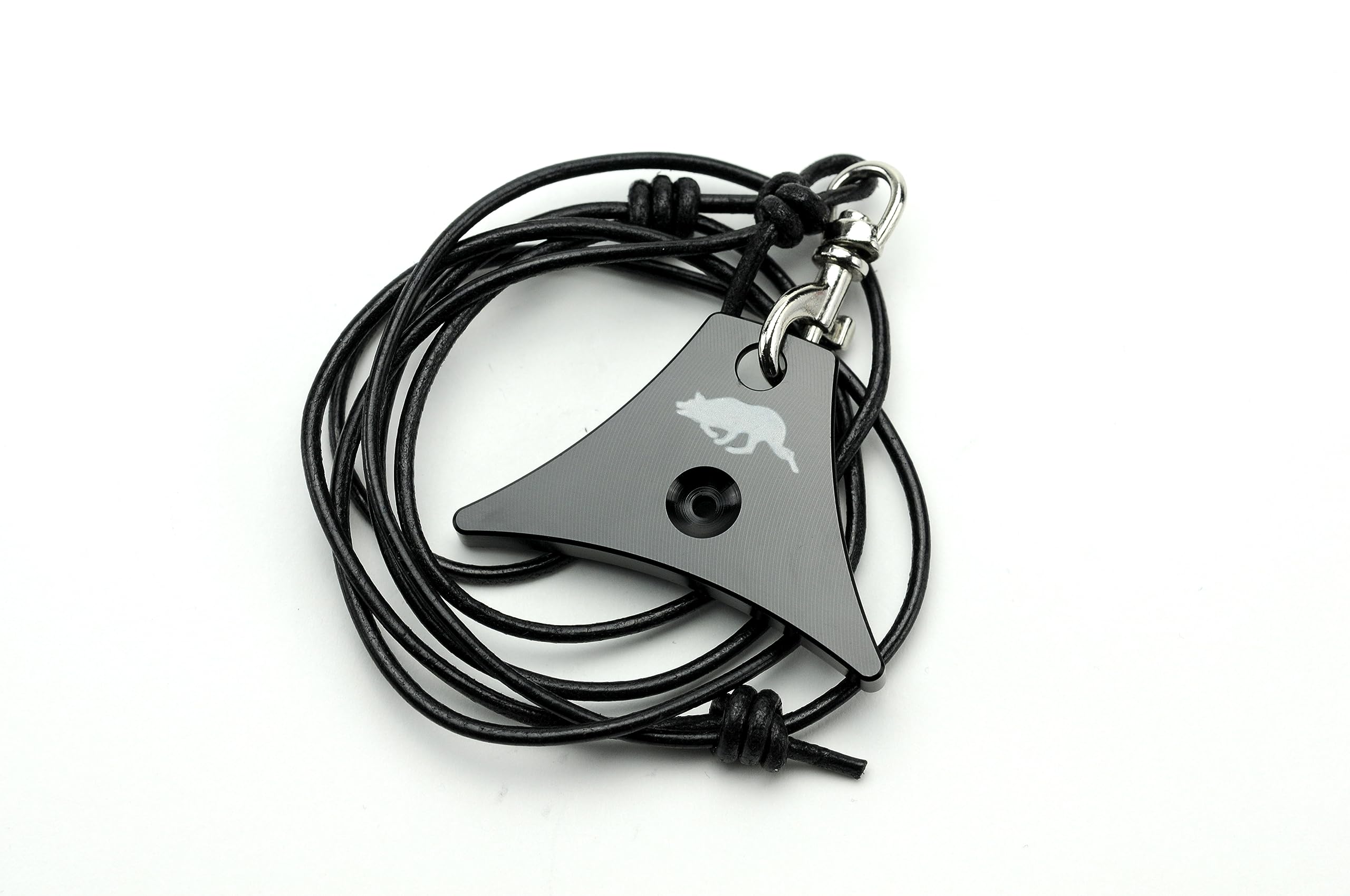 Logan A1 Shepherd Whistle with Collie Etch & Leather Lanyard - Black