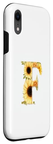 iPhone XR Letter F Initial Monogram Sunflower Minimalist Women Yellow Case
