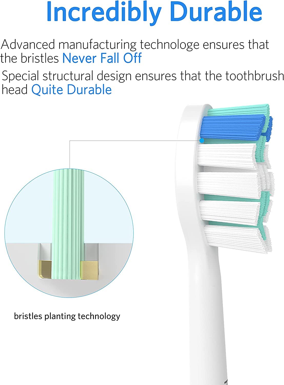Replacement Toothbrush Heads for Philips Sonicare Replacement Heads,Electric Replacement Brush Head Compatible with Phillips Sonicare G2,C3,C1,C2,4100,A3,W,for Philips Sonic Care Brush(Snap-On),10 Pcs