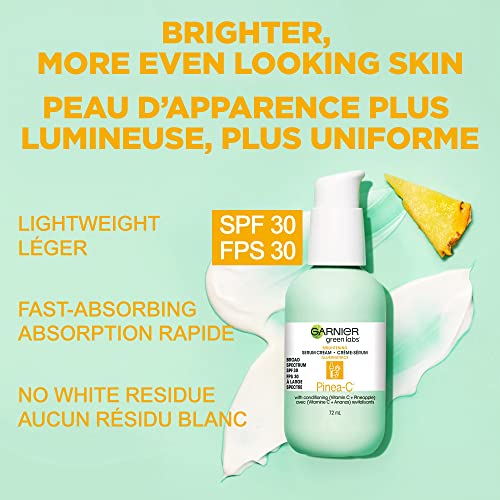Garnier SkinActive Green Labs Pinea-C Brightening Serum Cream Moisturizer with SPF 30 and Vitamin C + Pineapple (Packaging May Vary)