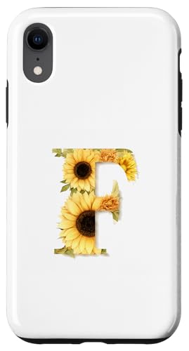 iPhone XR Letter F Initial Monogram Sunflower Minimalist Women Yellow Case