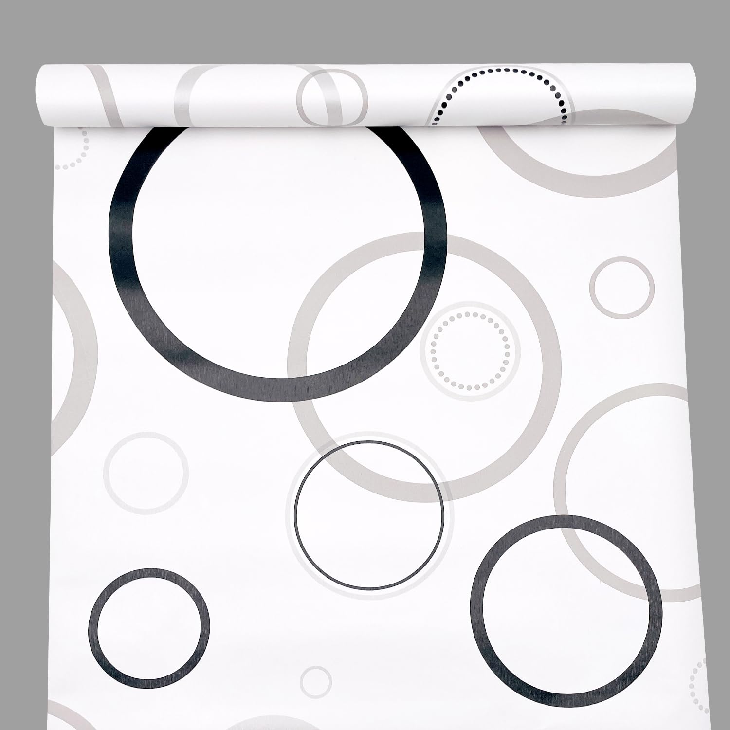Yifely Black Gray Circles Removable Shelf Drawer Liner Dustproof Furniture Paper 17.7 Inches by 9.8 Feet
